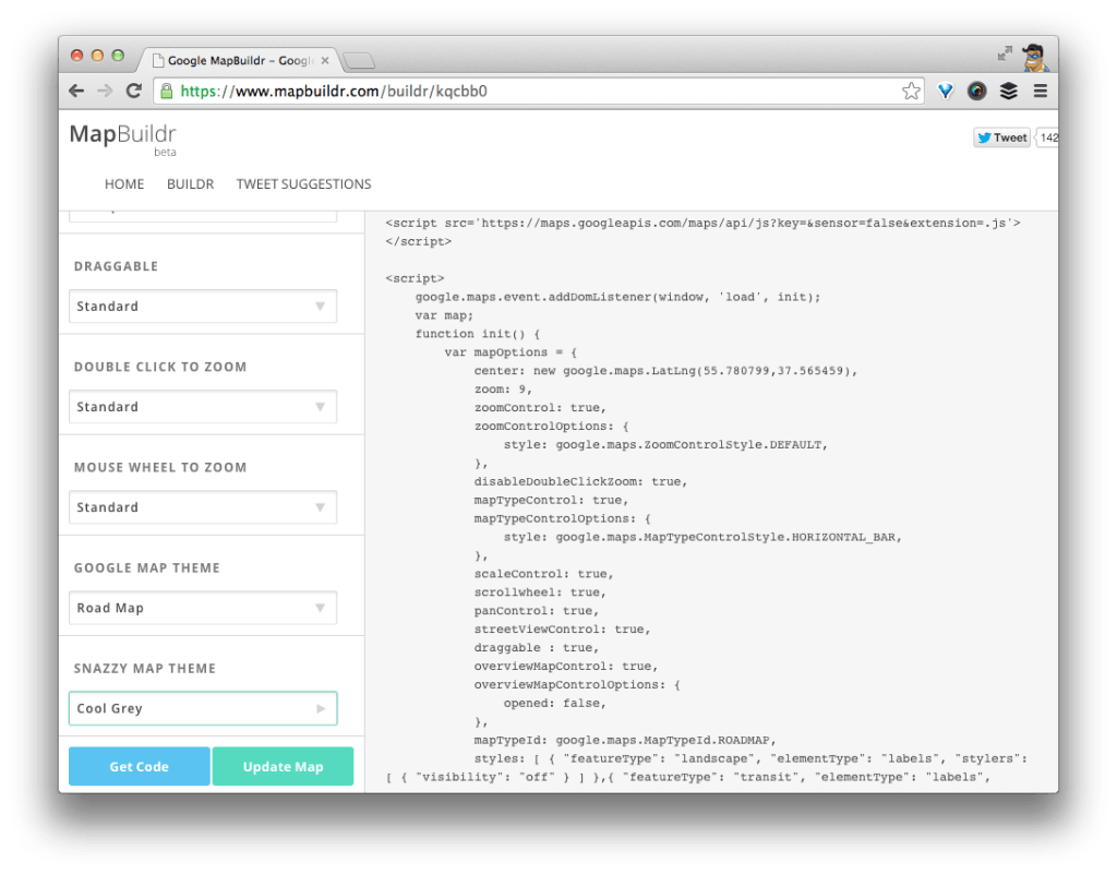 MapBuildr – инструмент для создания собственных карт Google с метками для вашего сайта