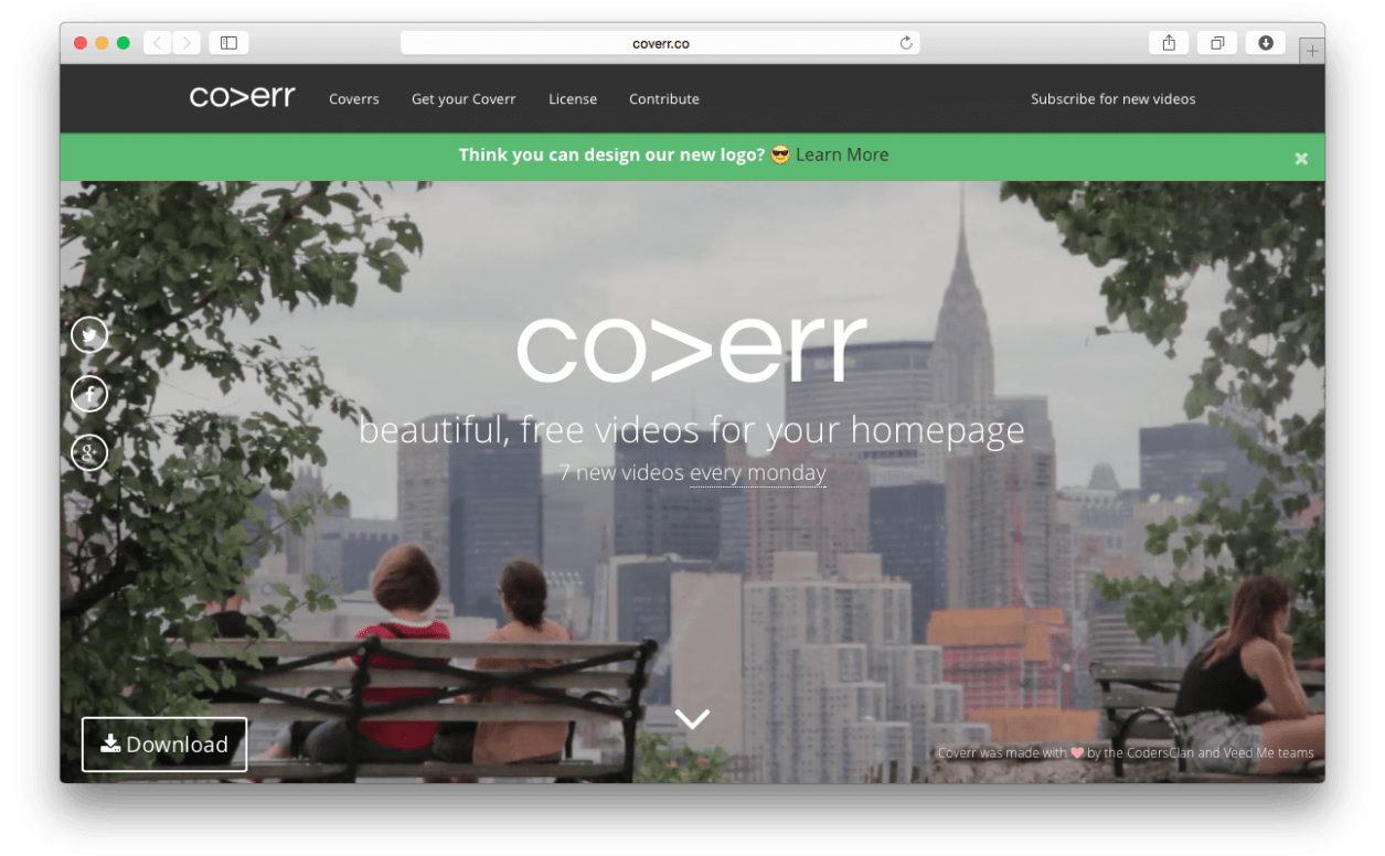 Coverr – бесплатные видео для фона вашего сайта